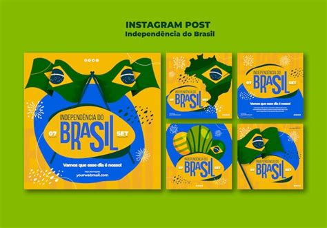 Free Psd Hand Drawn 7 De Setembro Instagram Posts