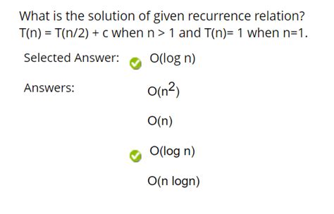 Solved What Is The Solution Of Given Recurrence Relation