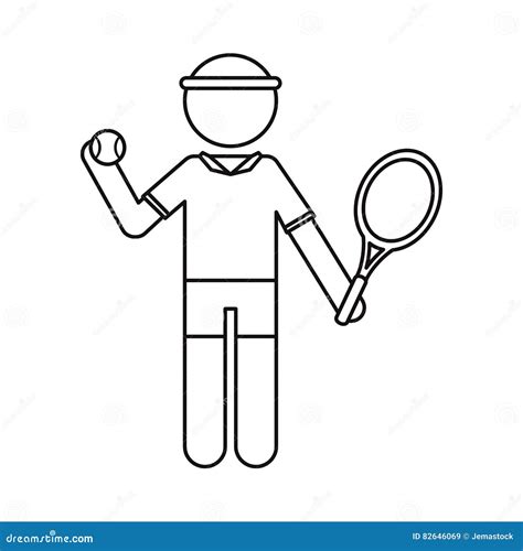 Tennis Del Giocatore Del Carattere E Profilo Della Racchetta Della