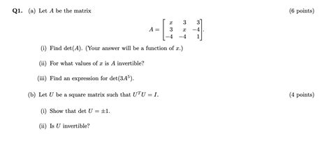 Solved Q A Let A Be The Matrix Points Chegg Com