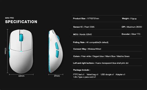 Lamzu Atlantis Mini Pro - mouse inalámbrico para juegos, ultra ligero ...