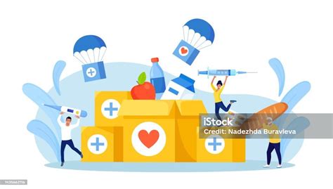 Humanitarian Aid Social Worker Collecting Food Medical Supplies To
