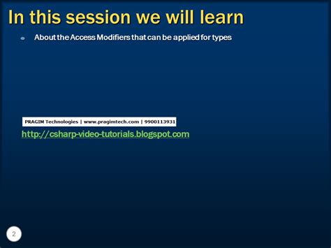 Sql Server Net And C Video Tutorial Part 51 Access Modifiers For Types