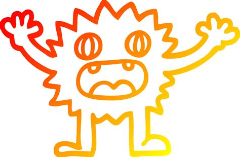 desenho de linha de gradiente quente desenho animado monstro peludo engraçado 10650488 Vetor no