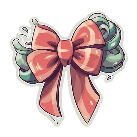핑크 리본 클립 아트와 귀여운 만화 활 벡터 고립 된 만화 크리스마스 활 스티커 디자인 상표 Png 일러스트 및 벡터 에 대한 무료 다운로드 Pngtree