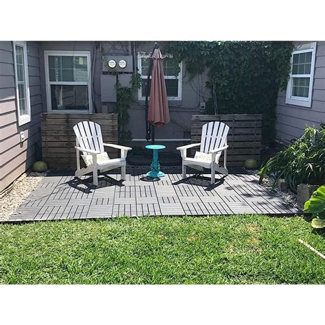Patio Interlocking Deck Tiles X Square Composite Decking Tiles Four Slat Plastic Outdoor