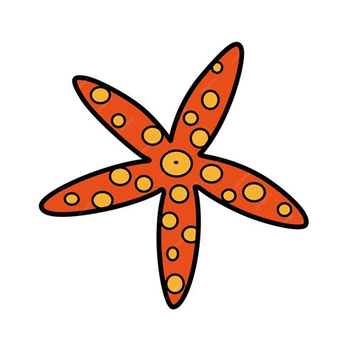 흰색 배경에 격리된 페이지를 색칠하기 위해 설명된 얇고 긴 빔이 있는 불가사리 프리미엄 벡터