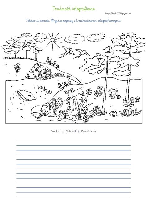 BLOG EDUKACYJNY DLA DZIECI TRUDNOŚCI ORTOGRAFICZNE KARTA PRACY