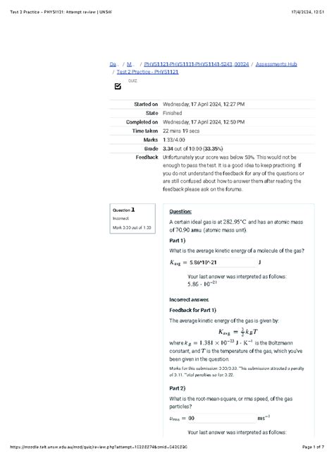 PHYSICS 1A Lab Test Da M PHYS1121 PHYS1131 PHYS1141 5243 00324 Assessments Hub