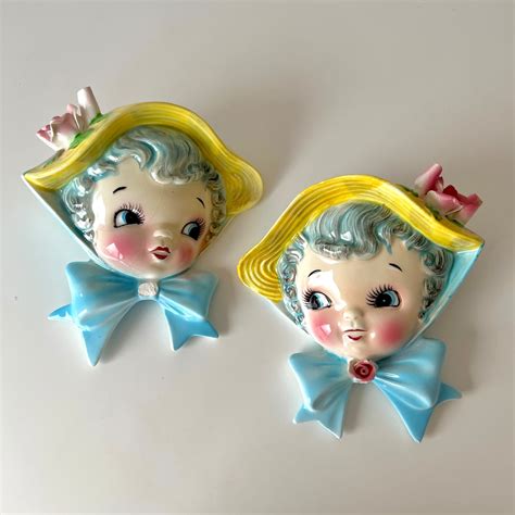 Vintage Lefton Miss Dainty Wall Pocket Vases Vintage Wall Pockets