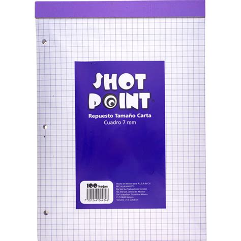 REPUESTO PARA CARPETA SHOT POINT CUADRO GRANDE HOJAS Shot Point