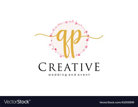 Initial Qp Feminine Logo Usable Royalty Free Vector Image