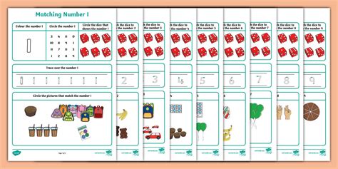 👉 Matching Numbers 1 9 Worksheet Pack