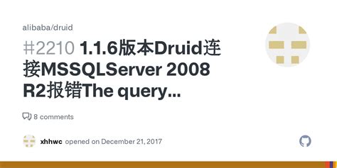 116版本druid连接mssqlserver 2008 R2报错the Query Timeout Value 1 Is Not