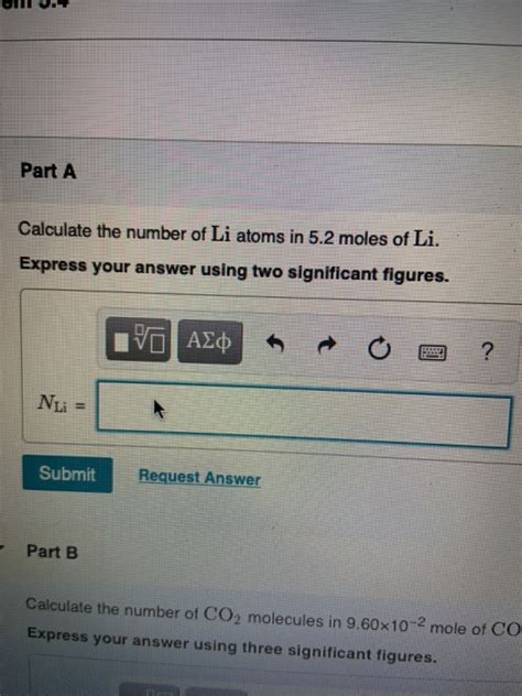 Solved Part A Calculate The Number Of Li Atoms In Moles Chegg