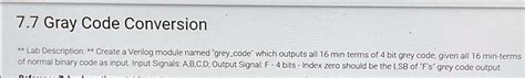 Solved 77 Gray Code Conversion Of Normal Binary Code As Input Input