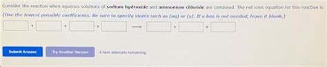 Solved Consider The Reaction When Aqueous Solutions Of Chegg