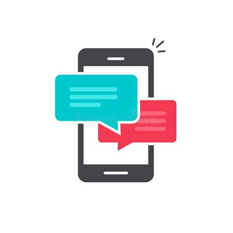 Chat In Mobile Phone Icon Vector Flat Smartphone Dialog Bubble