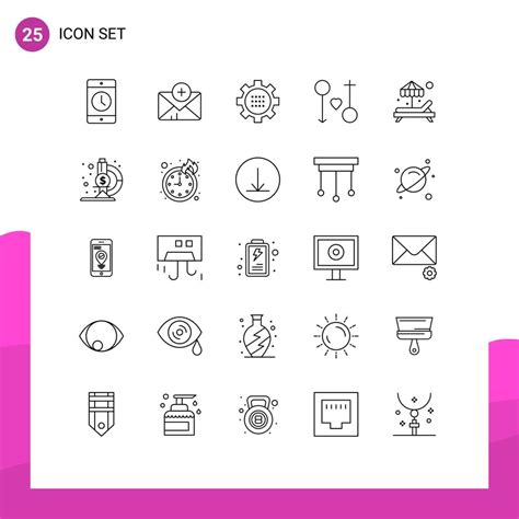 pictogram set of 25 simple lines of passion male cog love setting
