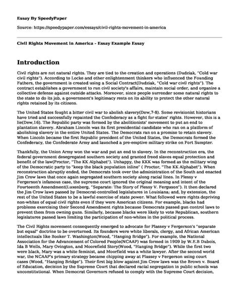 Civil Rights Movement In America Essay Example SpeedyPaper