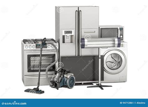 Set Of Household Appliances Washing Machine Fridge Gas Stove