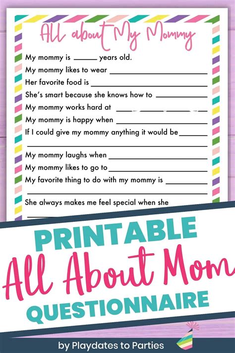 Free Printable Mothers Day Questionnaire