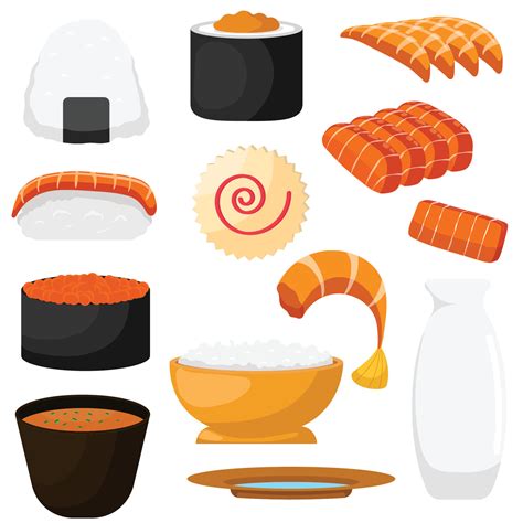 Vector Set Japanese Food Collection Vector Art At Vecteezy