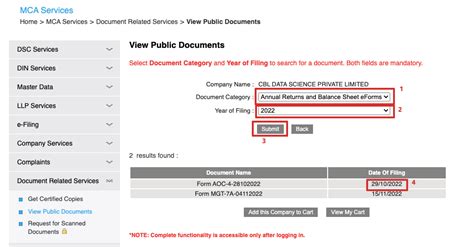 How to Check The Filing Date of Latest AOC-4 Form on MCA? – Read ...