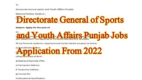 Directorate Of Sports And Youth Affairs Punjab Jobs 2022 Application Form