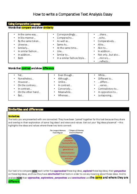 Year How To Write A Comparative Text Analysis Essay Student Guide How To Write A