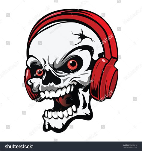 Head Skull Music Headphone Vector Illustration Stock Vector Royalty