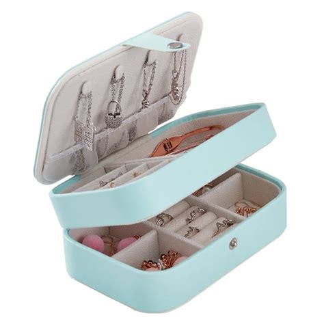 Double Layer Portable Travel Jewelry Box Pu Leather Display Organizer