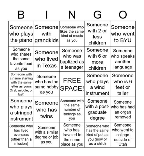 Get To Know You Bingo ADULTS Bingo Card