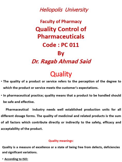 001 Quality Control Lecture 1 Pdf Quality Assurance Business