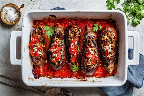 Middle Eastern Meat Stuffed Eggplant Olive And Mango