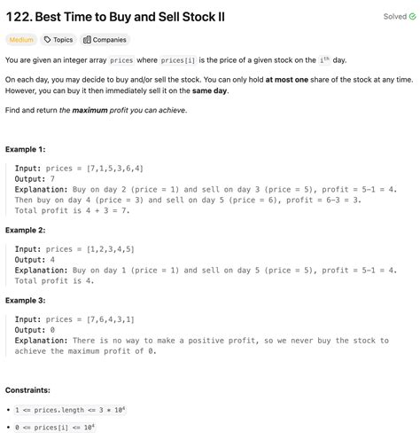 Problem Best Time To Buy And Sell Stock Ii Welcome To My Blog