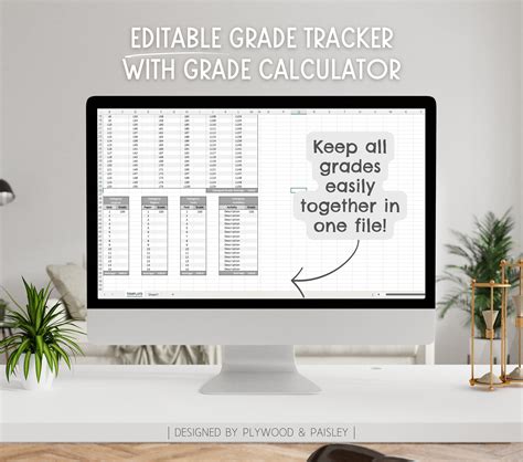 Editable Grade Tracker Excel Spreadsheet Academic Planner Homeschool