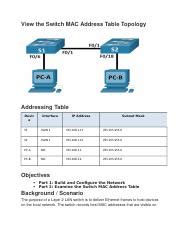 Understanding Switch MAC Address Table Configuration For Network Course Hero