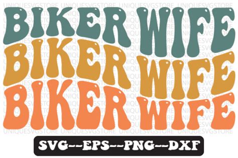 Biker Wife Wavy Retro Svg Design Graphic By Uniquesvgstore · Creative