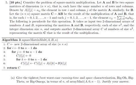 Pts Consider The Problem Of Square Matrix Chegg
