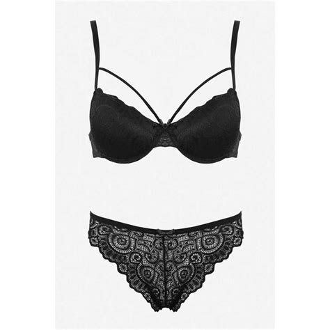 Cross Front Pushup Bra Underwear Set Ms Koleksiyon