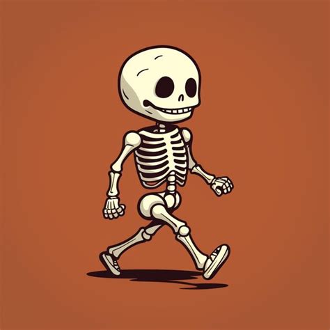 Premium Photo A Cartoon Skeleton Walking With A Tennis Racket In His