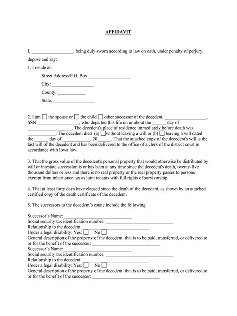 Iowa Small Estate Affidavit Form Fill Online Printable Fillable
