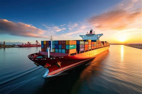 Premium Photo Container Ship On Ocean Business Logistic Import