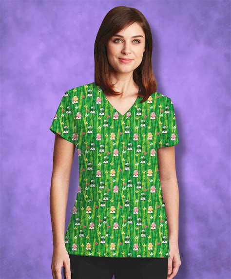 Green Grazing Cows Scrub Top