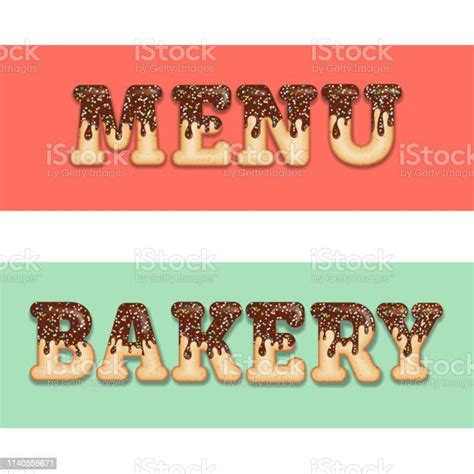 유혹적인 타이포 그래피 결빙 텍스트 단어 메뉴와 빵집 초콜릿 및 사탕으로 유약 도넛 편지입니다 0명에 대한 스톡 벡터 아트 및 기타 이미지 Istock