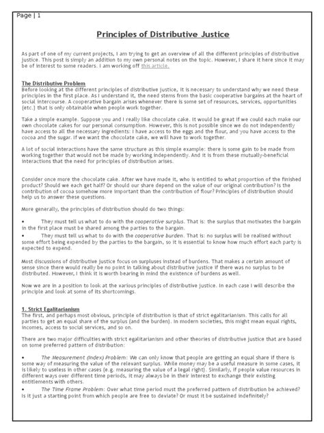 Principles Of Distributive Justice Pdf Ethical Principles