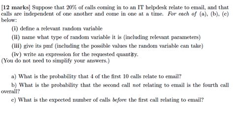 Solved 12 Marks Suppose That 20 Of Calls Coming In To An