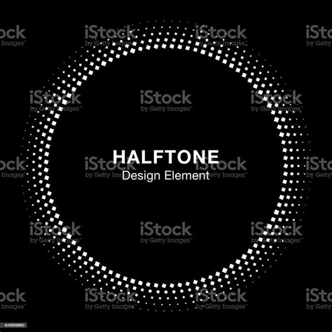 화이트 추상 벡터 원형 프레임 하프톤 도트 스퀘어 로고 아이콘 디자인 요소 치료 검은 배경에 화장품입니다 하프톤 원형의 상징 0명에 대한 스톡 벡터 아트 및 기타 이미지