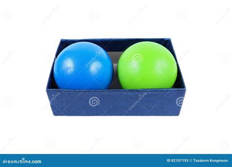 Two Stress Balls In Rectangle Box Isolated On White Stock Image Image